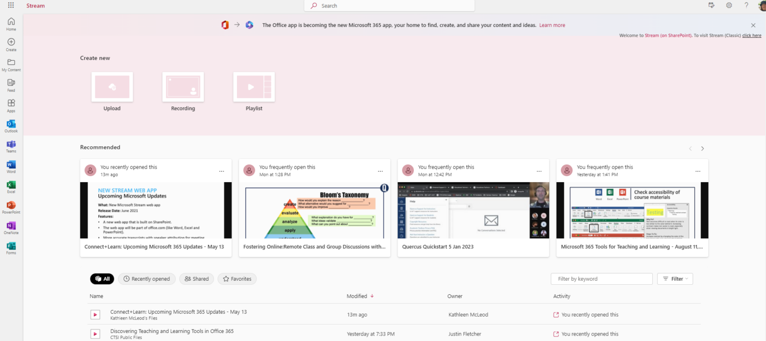 Microsoft Stream Video Hosting - Centre for Teaching Support & Innovation